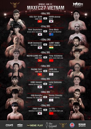 ‘MAX FC 27 IN 베트남’ 7개국 정상급 선수 참가 총 대진 발표